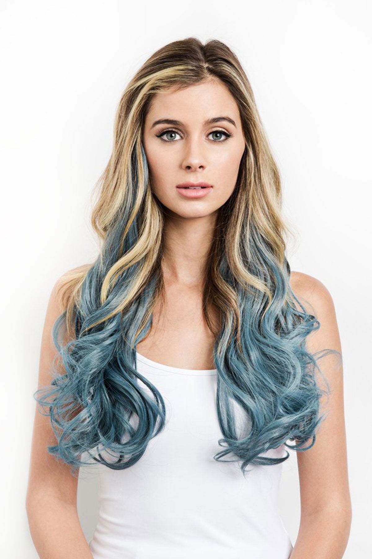 Blue Tone Ombre Halo Extensions – Soho Style