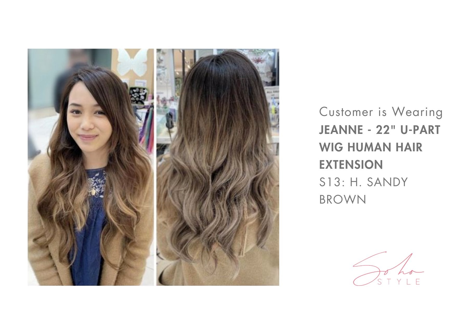Jeanne - 22" U-Part Wig Human Hair Extension – Soho Style