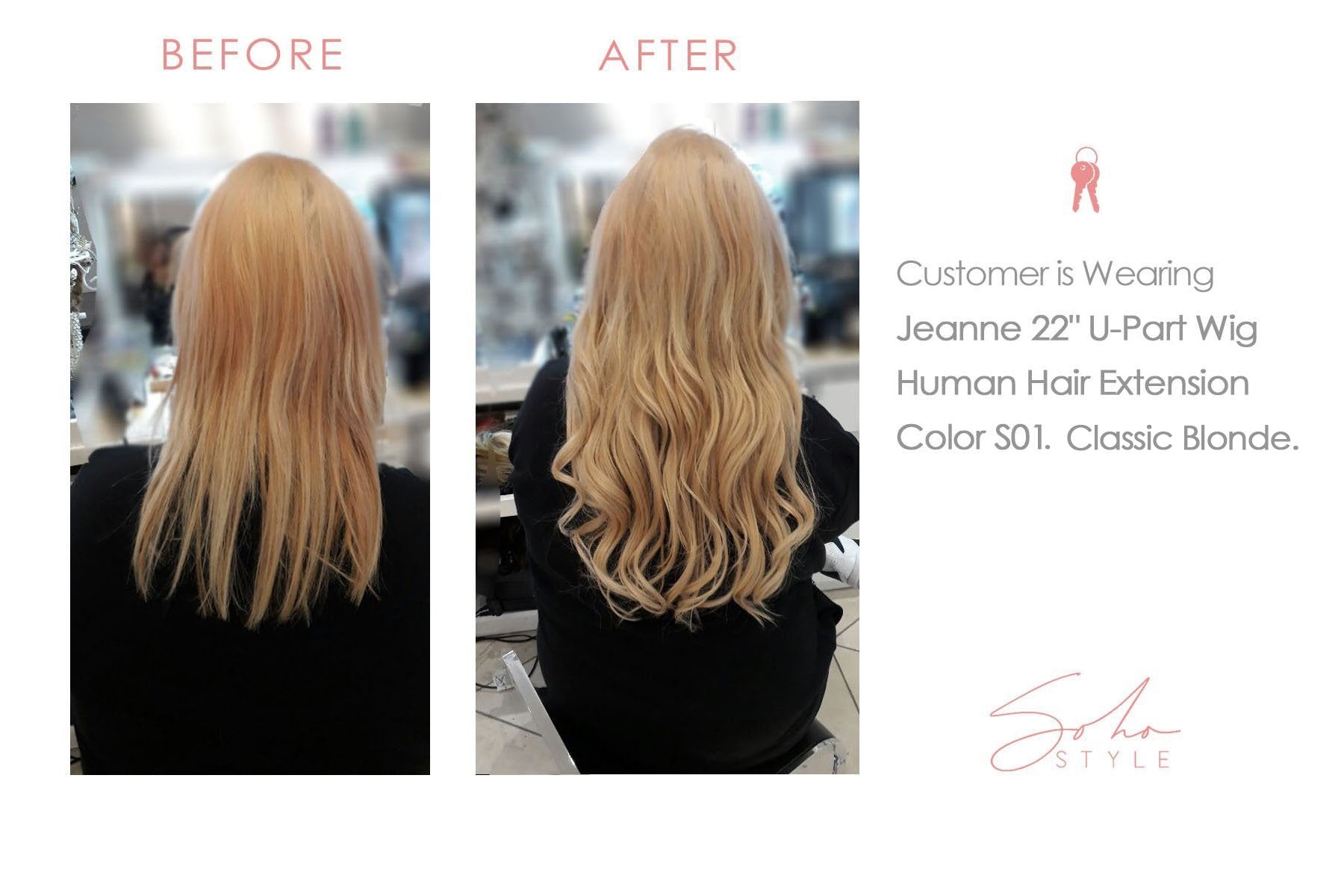 Jeanne - 22" U-Part Wig Human Hair Extension – Soho Style