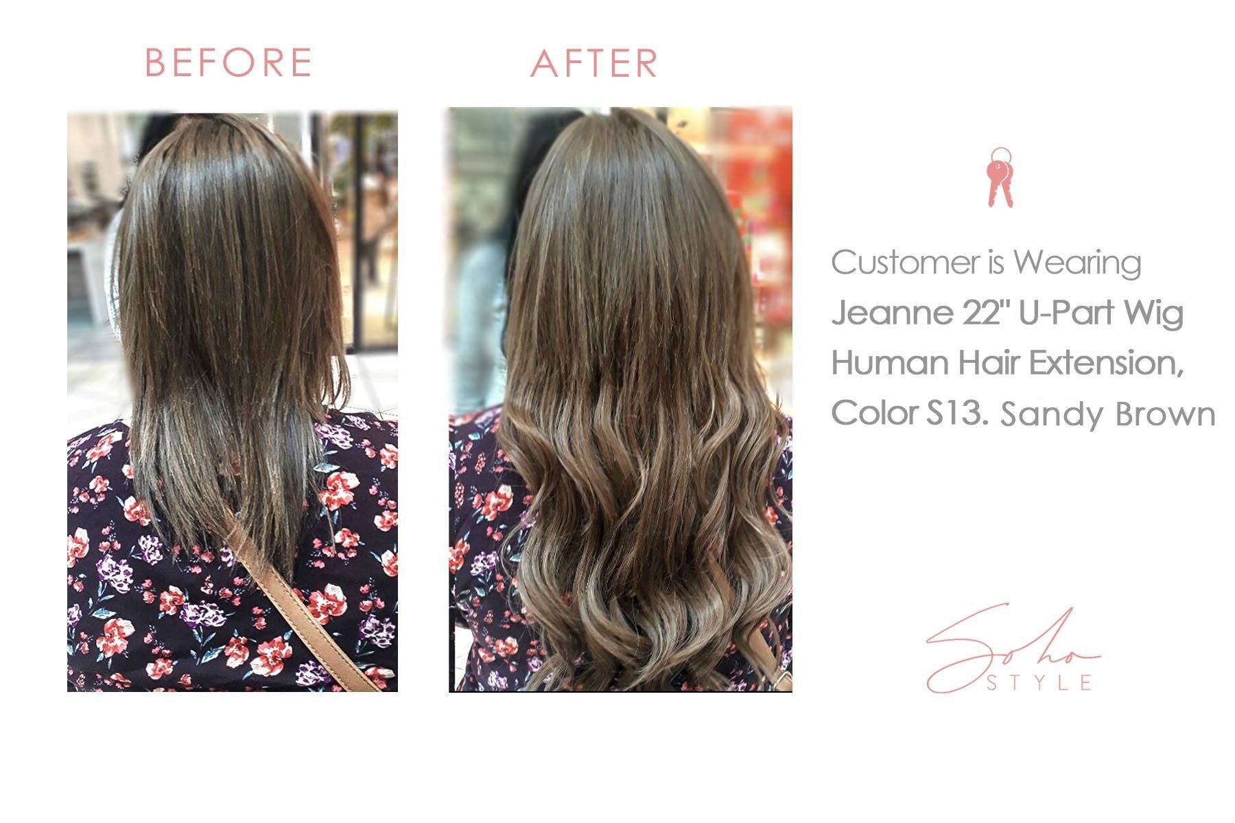 Jeanne - 22" U-Part Wig Human Hair Extension – Soho Style