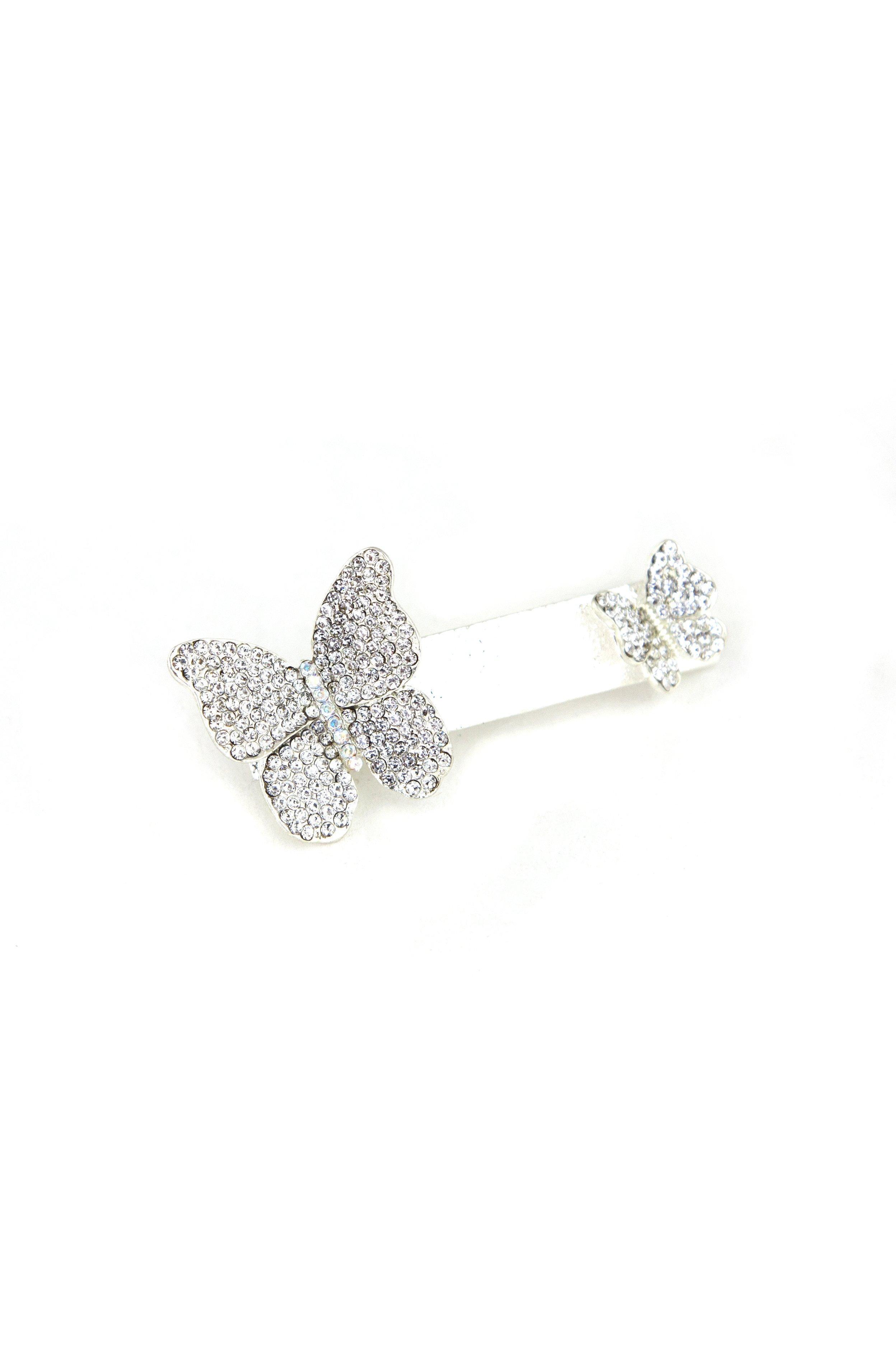 Magnetized Double Butterfly Crystal Barrette – Soho Style