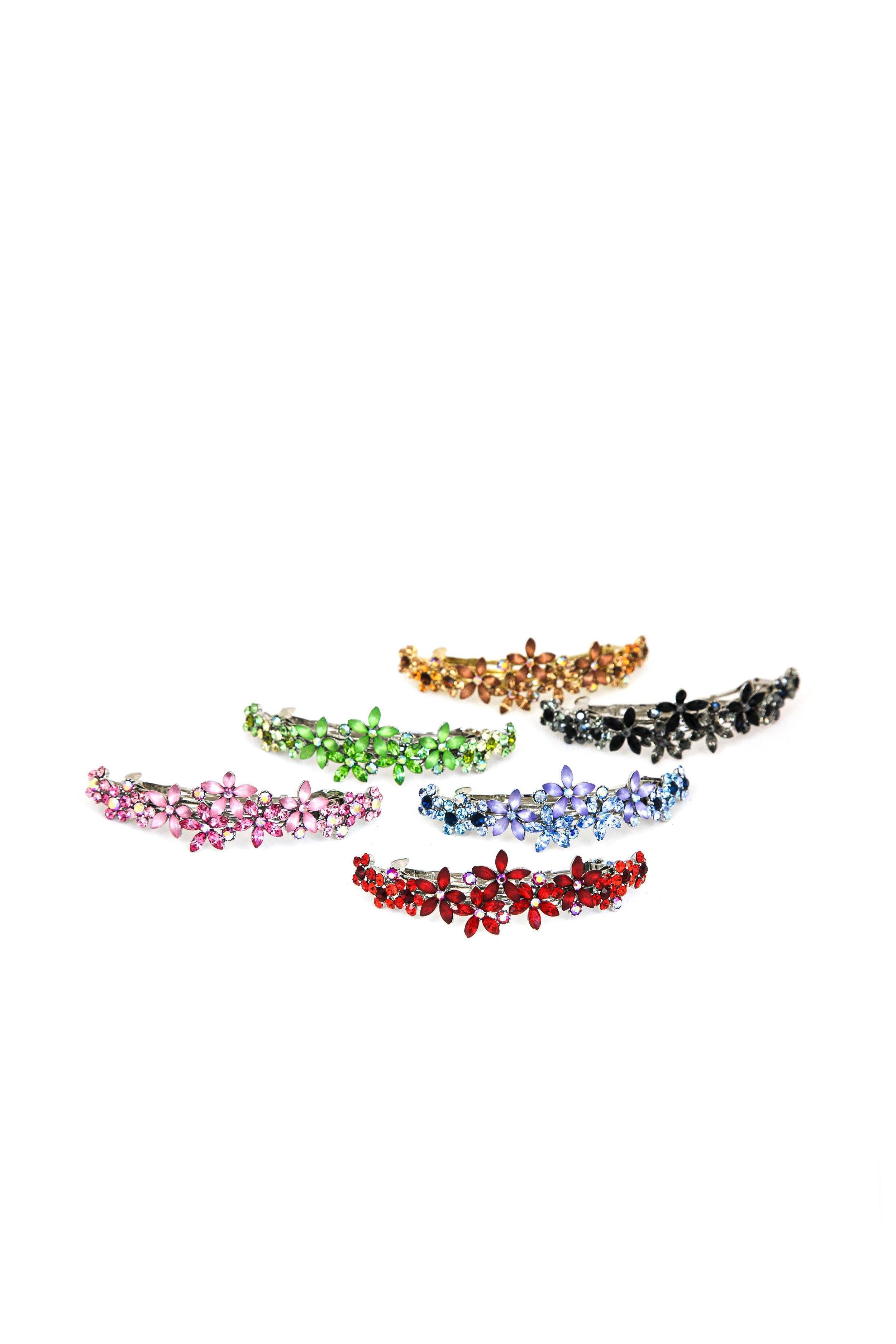 Contrasting Crystal Flower Barrette – Soho Style