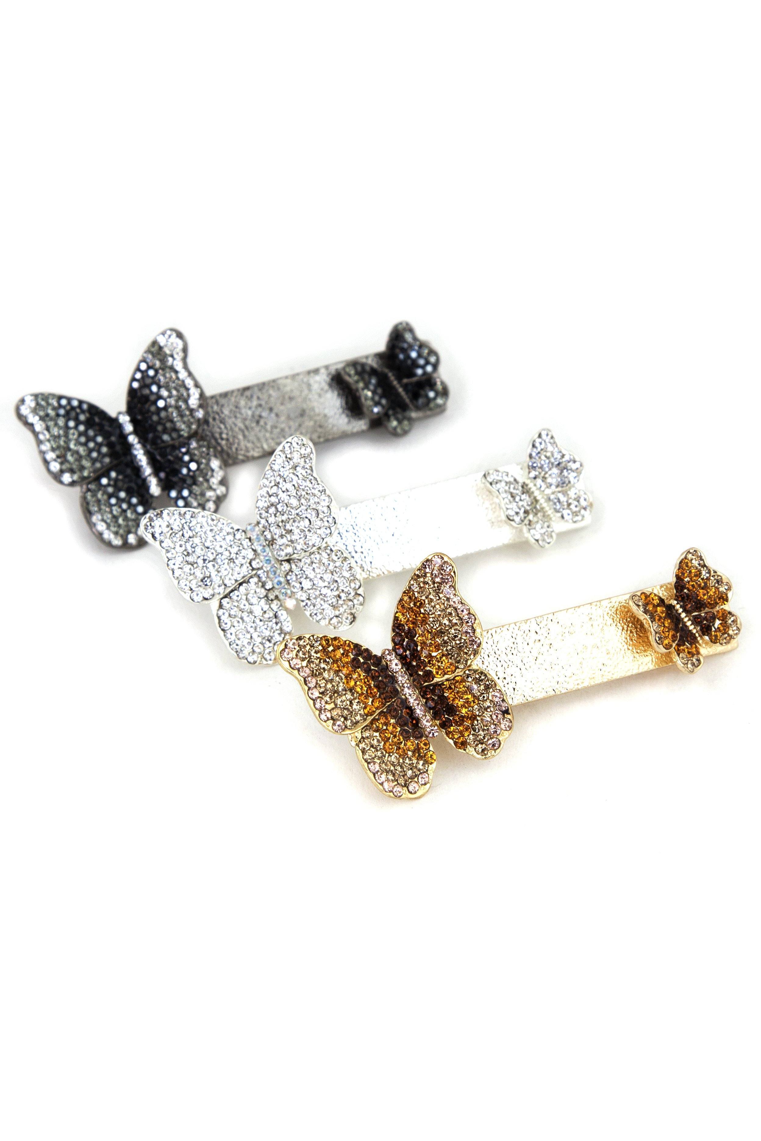 Magnetized Double Butterfly Crystal Barrette – Soho Style