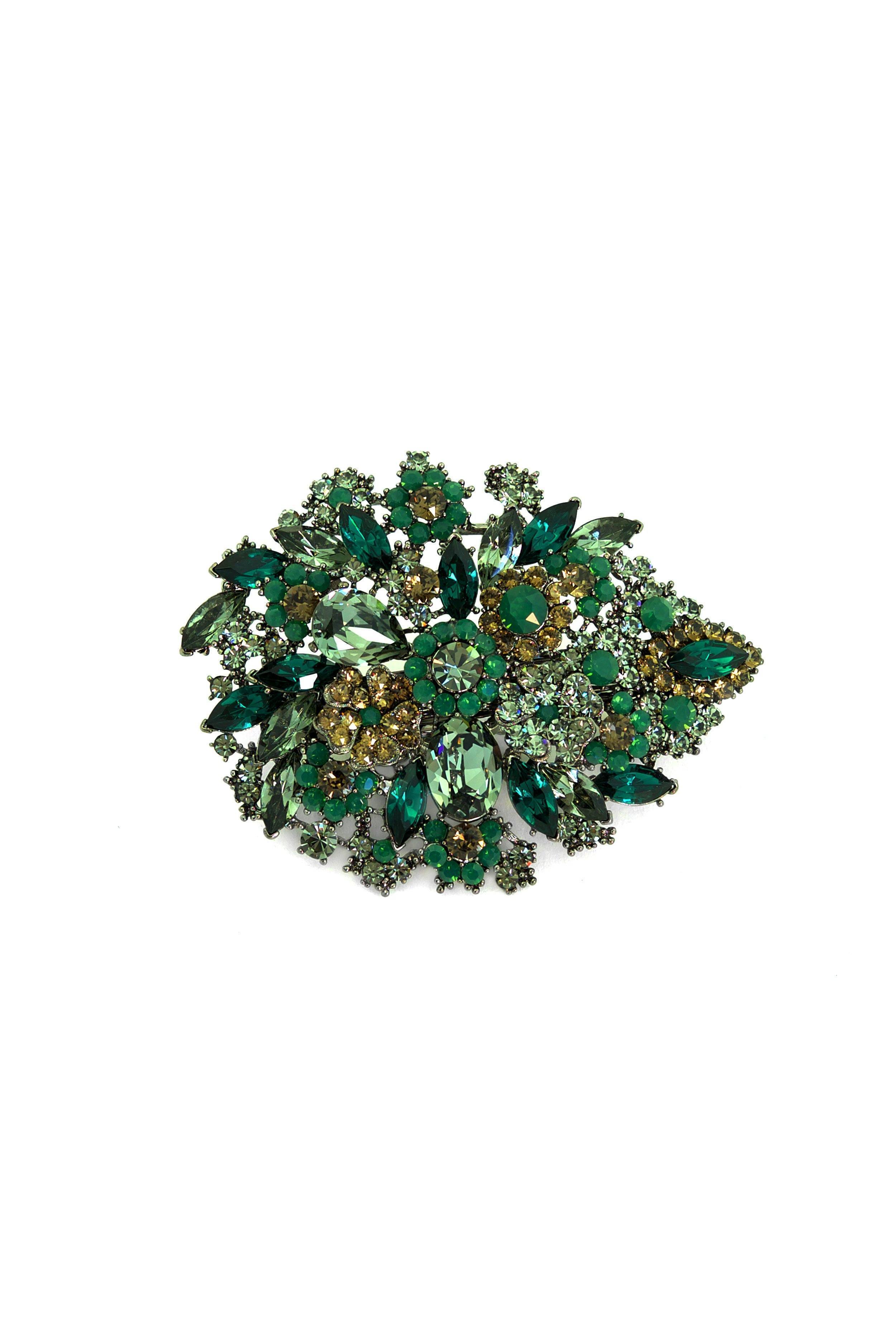 Oval Crystal Flower Barrette – Soho Style